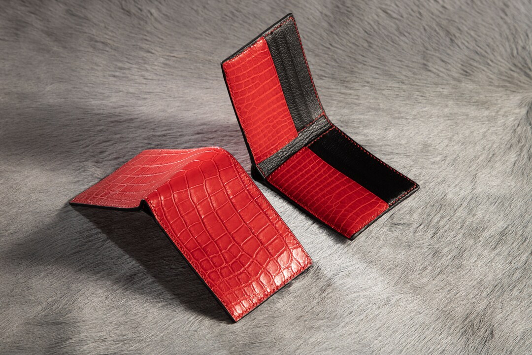 Personalized Premium Red Alligator Men's Handmade Leather Wallet ...