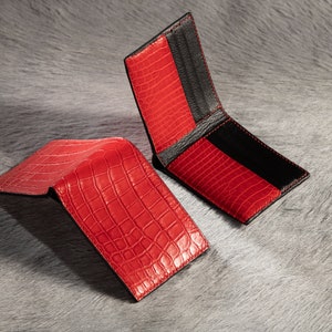 Personalized Premium Red Alligator Men's Handmade Leather Wallet ...