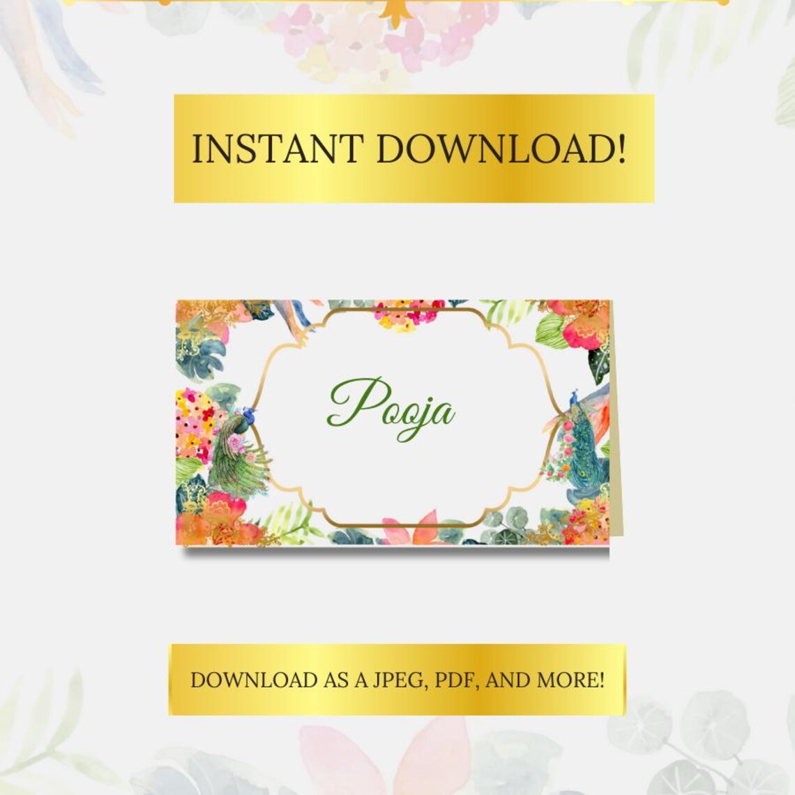 Indian Wedding Name Cards Editable Template Hindu Wedding Place Cards ...