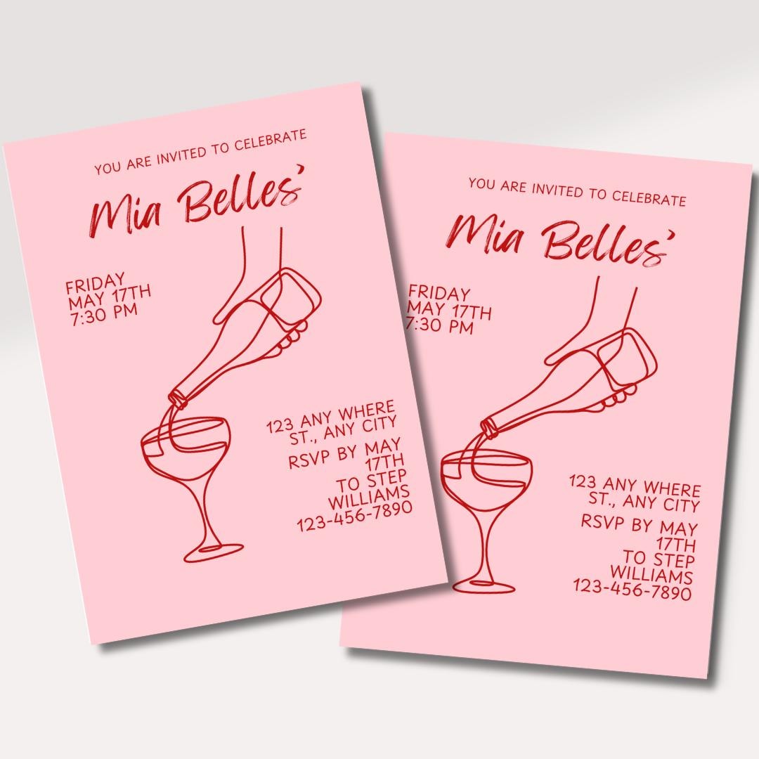 Women Birthday Invitation, Chic Birthday Invitation, Printable Let's ...