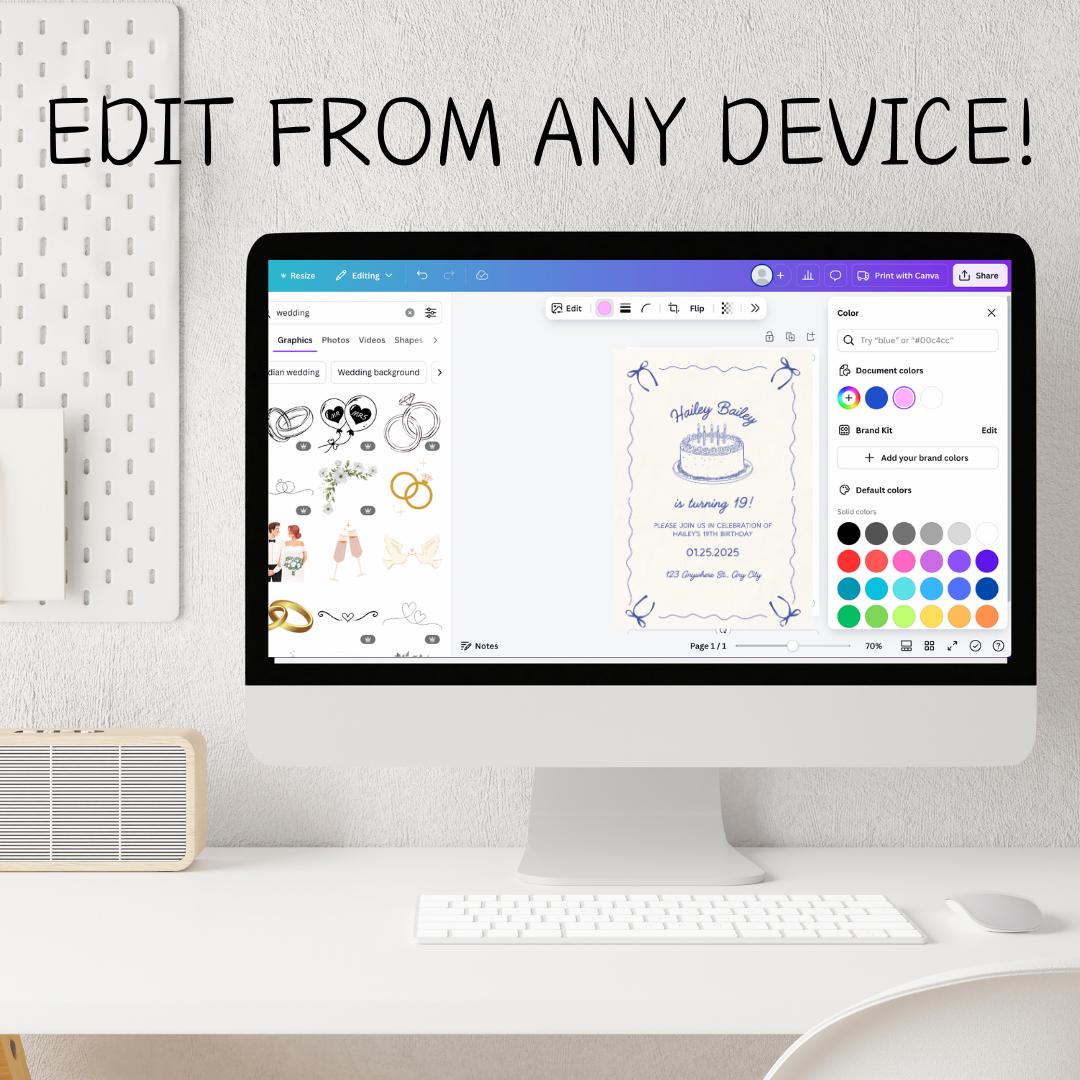 Women Birthday Invitation, Chic Birthday Invitation, Printable Let's ...