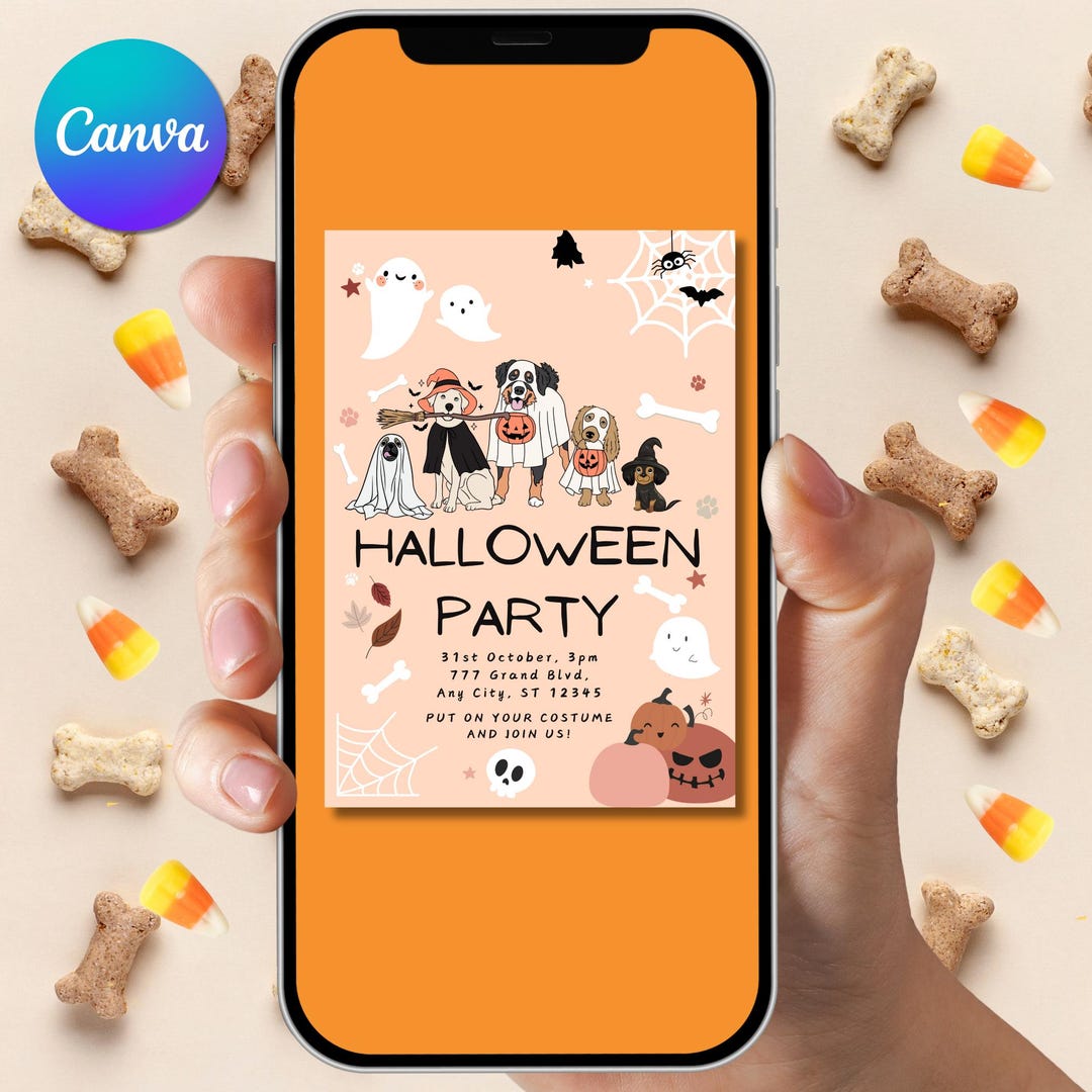 Editable Halloween Dog Invitation, Puppy Party Invitation, Printable ...