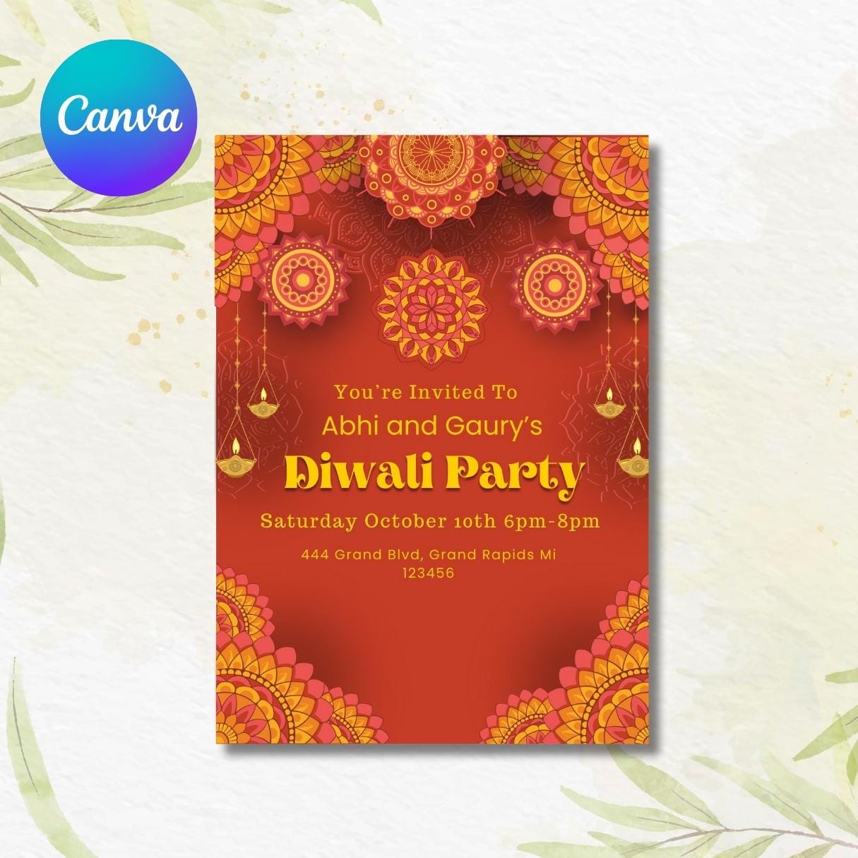 Diwali Party Invitation, Hindu Festival of Lights Digital Card ...