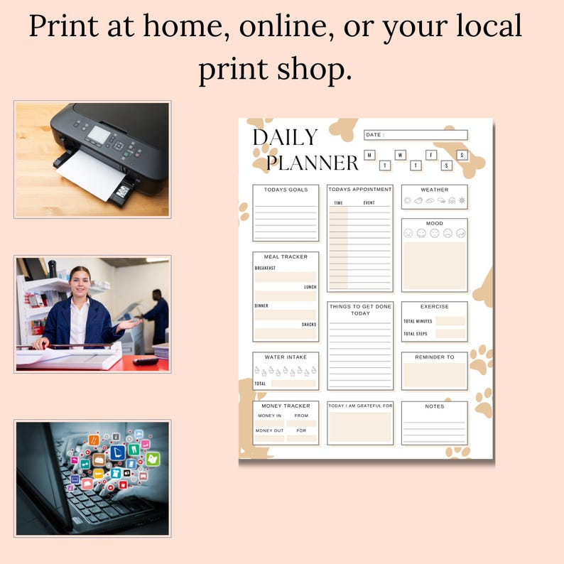 Dog Themed Printable Daily Planner, Daily Planner, Printable Daily ...