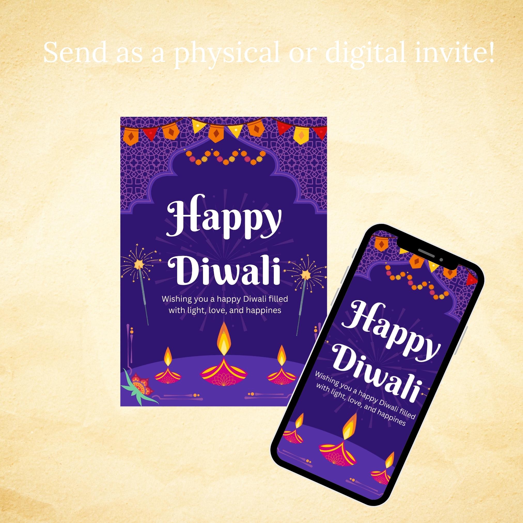 Happy Diwali Card Template Diwali Greeting Card, Festival of Light ...