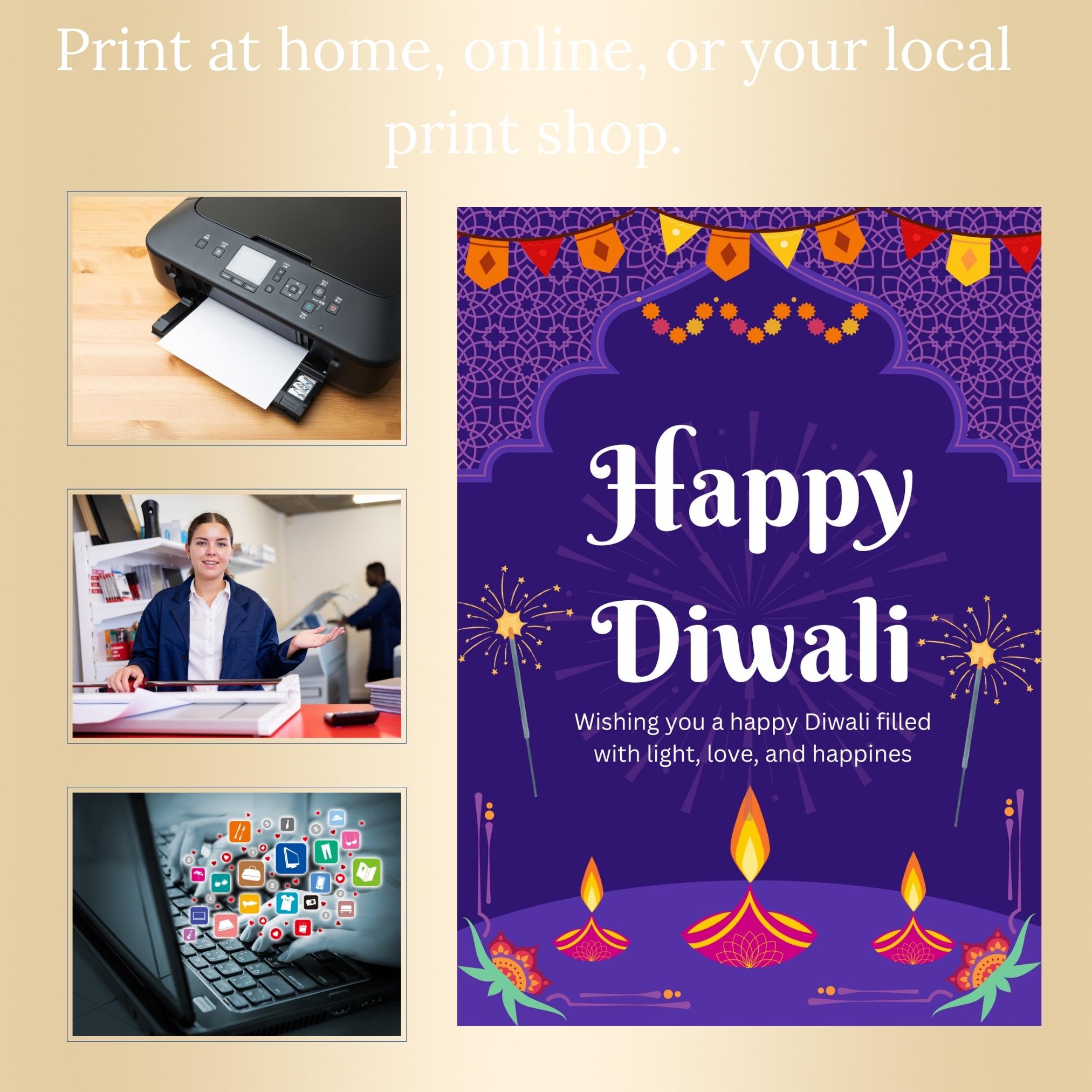 Happy Diwali Card Template Diwali Greeting Card, Festival of Light ...