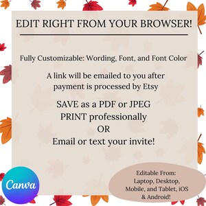 Editable Fall Potluck Flyer Template, Autumn Luncheon Invite Printable ...