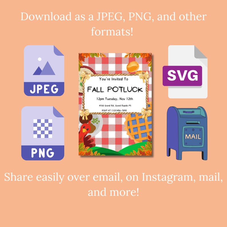 Editable Fall Potluck Flyer Template, Autumn Luncheon Invite Printable ...