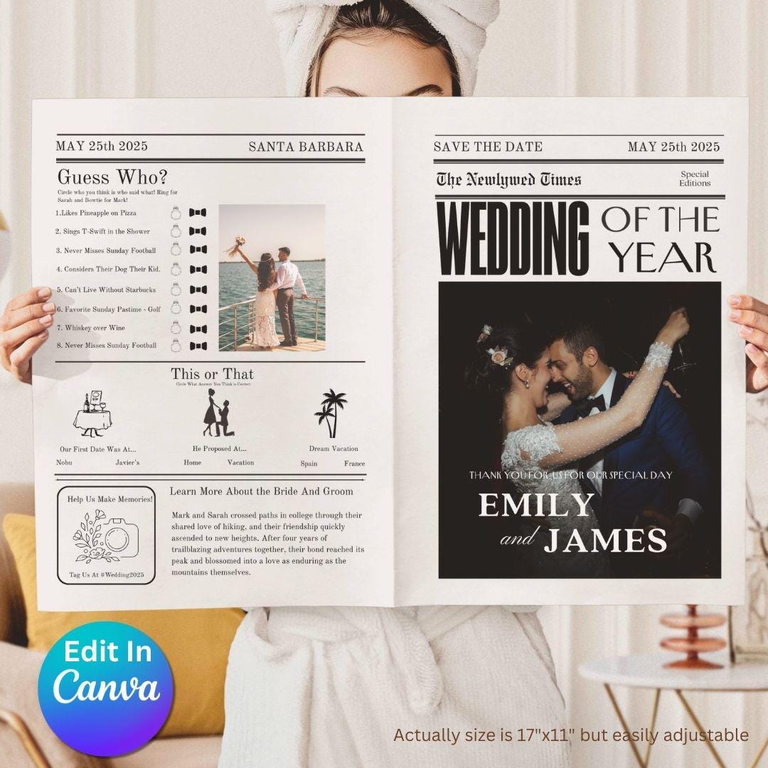Wedding Newspaper Template With Photo, Wedding Newspaper Template ...