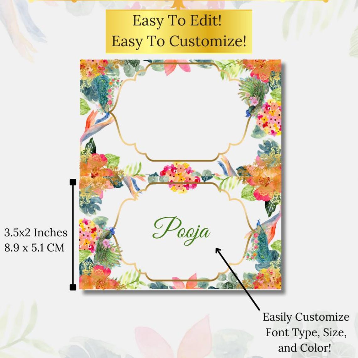 Indian Wedding Name Cards Editable Template Hindu Wedding Place Cards ...