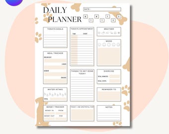 Printable Daily Planner, Dog Themed,daily Planner, Printable Daily ...