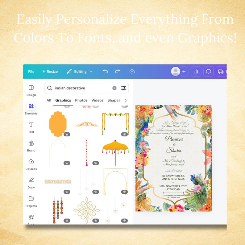 Indian Wedding Invitations Hindu Asian Mehendi Sangeet Reception Haldi ...