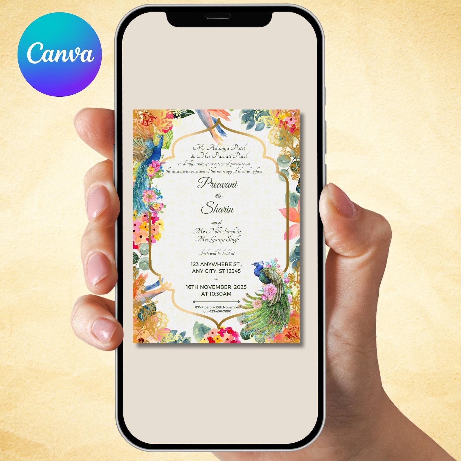 Indian Wedding Invitations Hindu Asian Mehendi Sangeet Reception Haldi ...