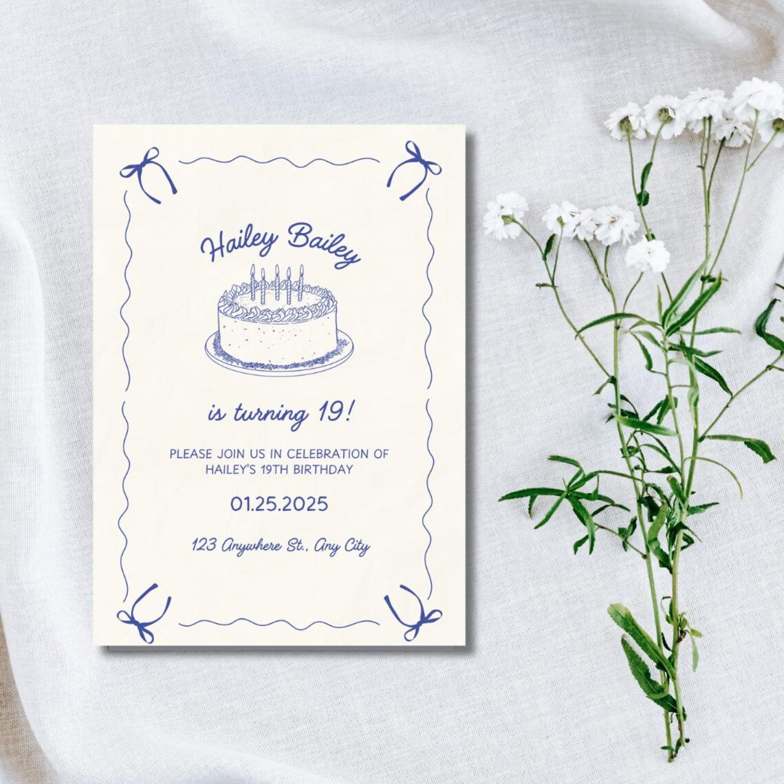 Women Birthday Invitation, Chic Birthday Invitation, Printable Let's ...