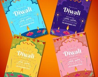 Diwali Party Invitation, Hindu Festival of Lights Digital Card ...