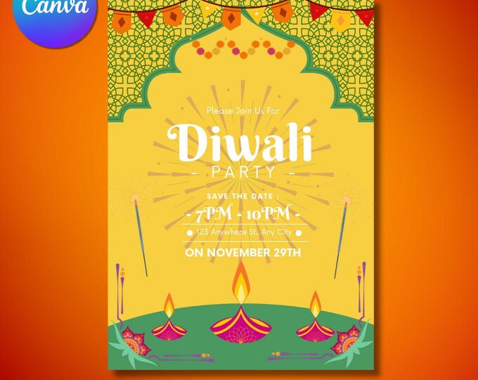 Editable Diwali Festival Invitation, Diwali Party Invitation, Hindu ...