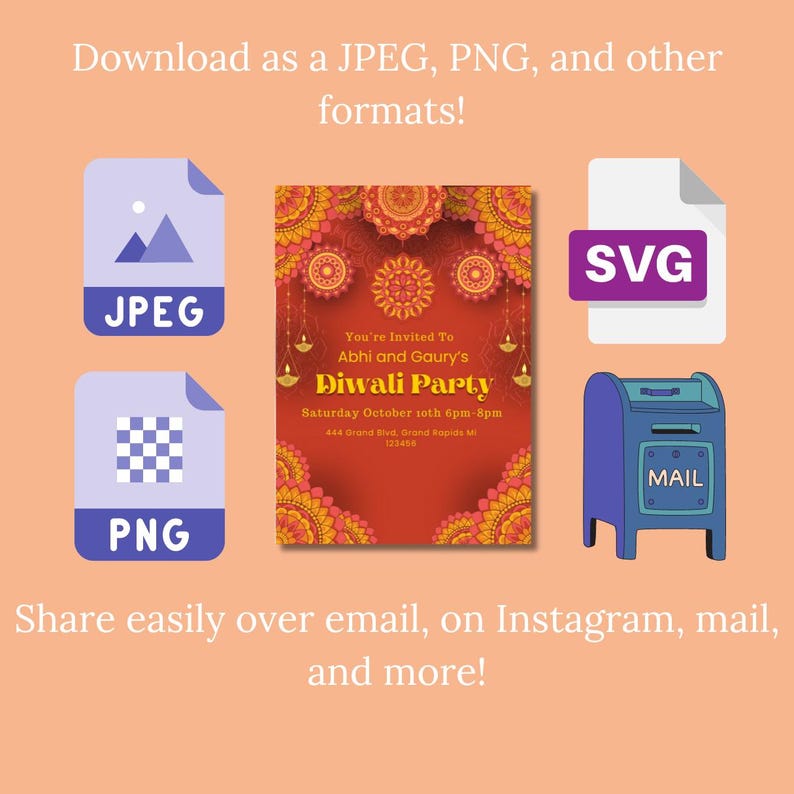 Diwali Party Invitation, Hindu Festival of Lights Digital Card ...