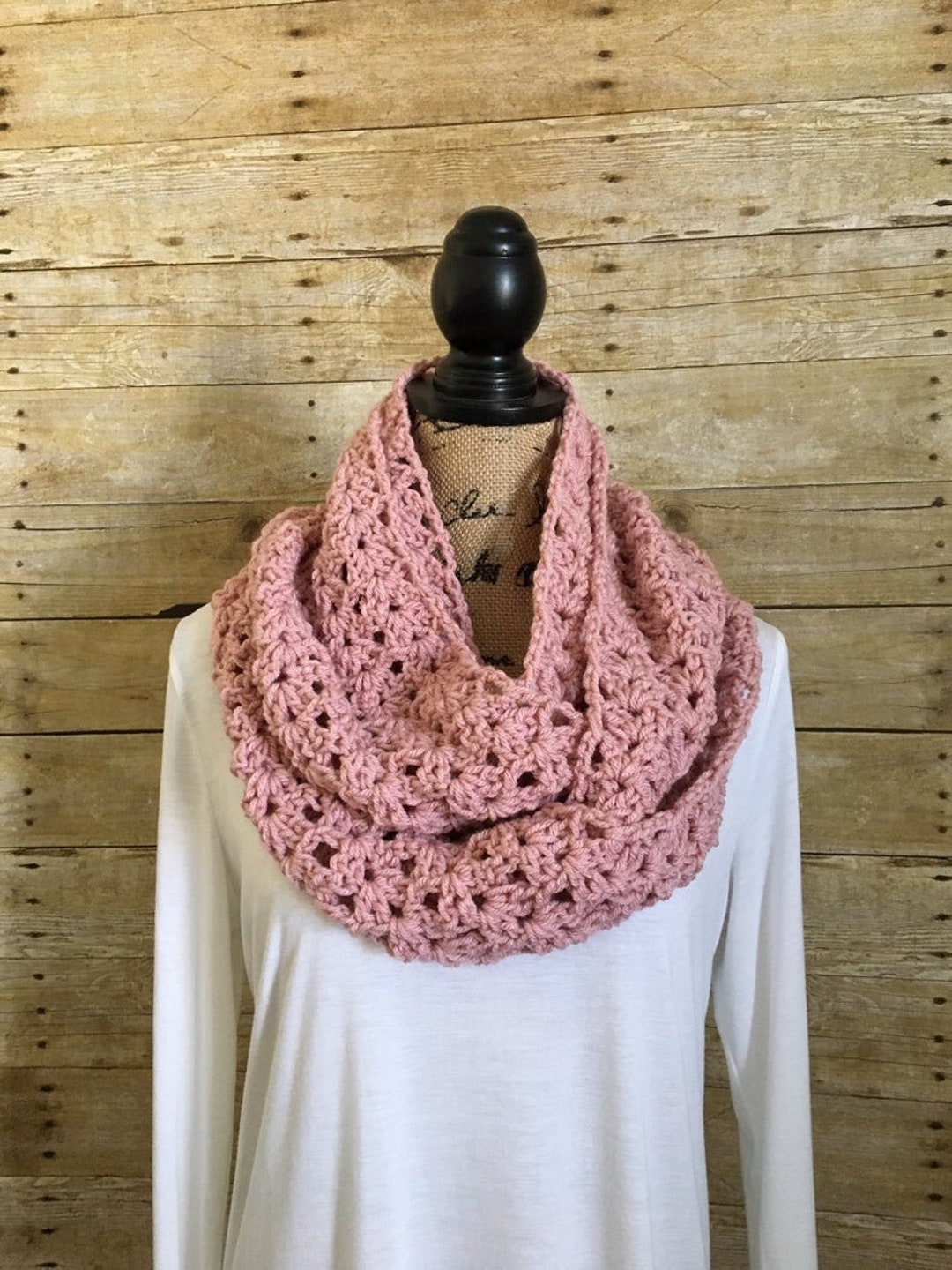 Blush Infinity Scarf. Crocheted Scarf. Pink Scarf. Crocheted Infinity ...