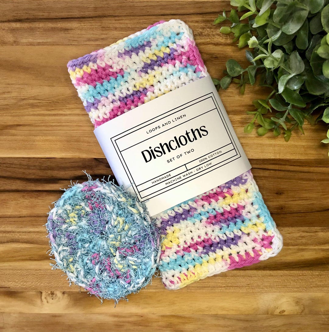 Crochet Dishcloths and Scrubby Set. Spring Color Dishcloths. Pastel ...
