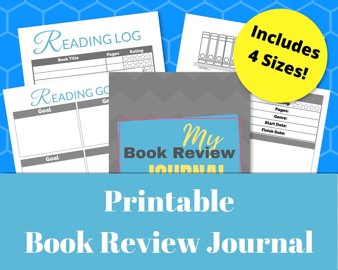 Printable Book Review Journal US Letter, A4, A5, and A6 Printable ...