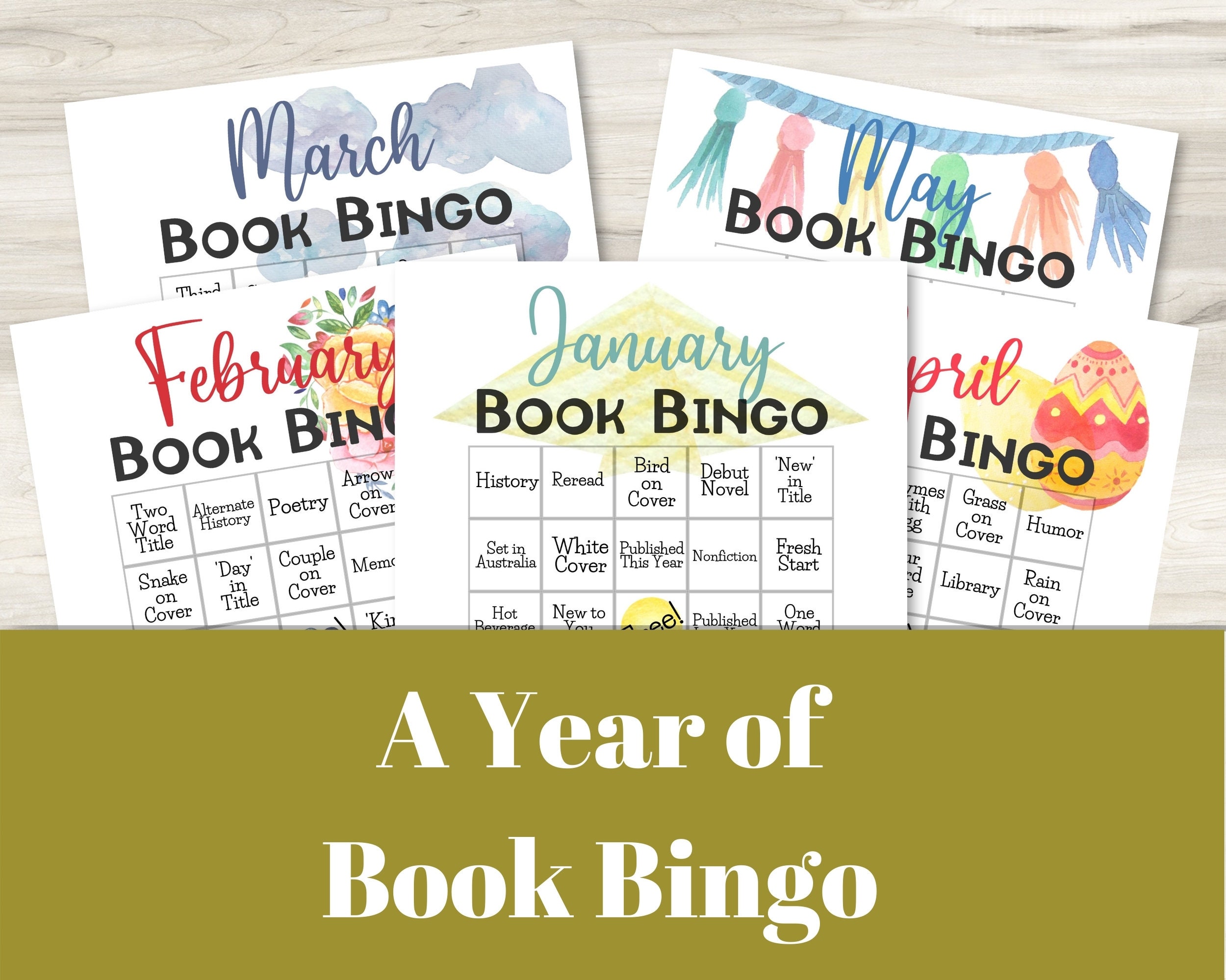 A Year of Book Bingo Monthly Reading Challenge for Book Lovers 12 ...