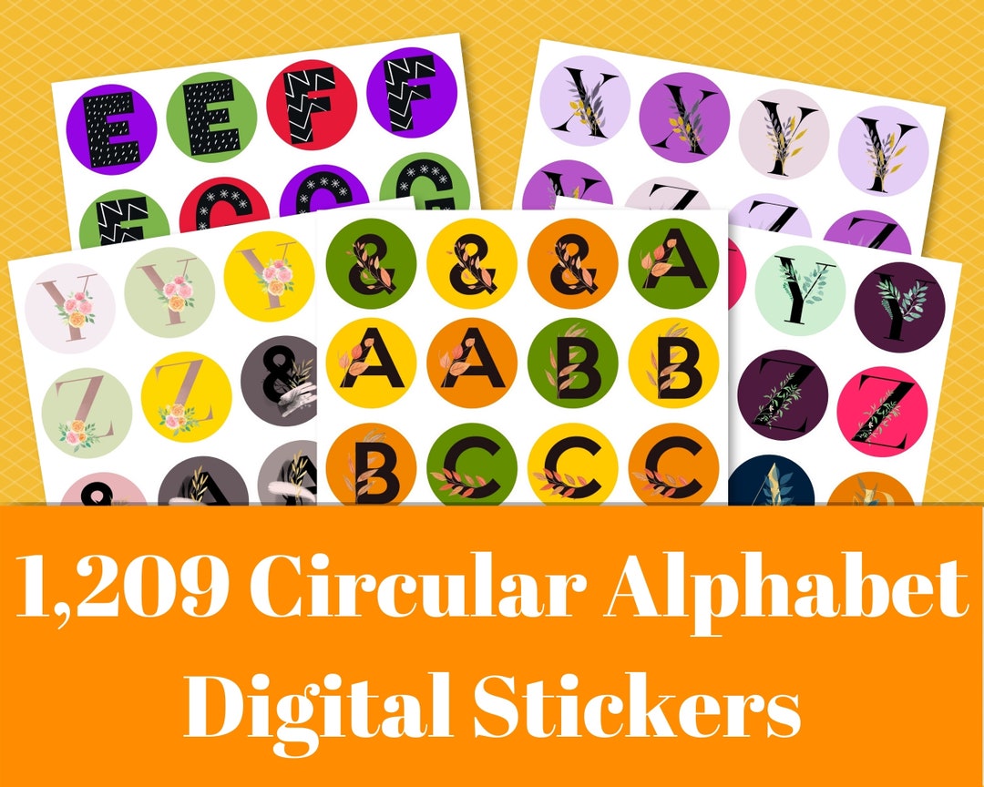 Circular Monogram Alphabet Digital Stickers Printable Letter - Etsy