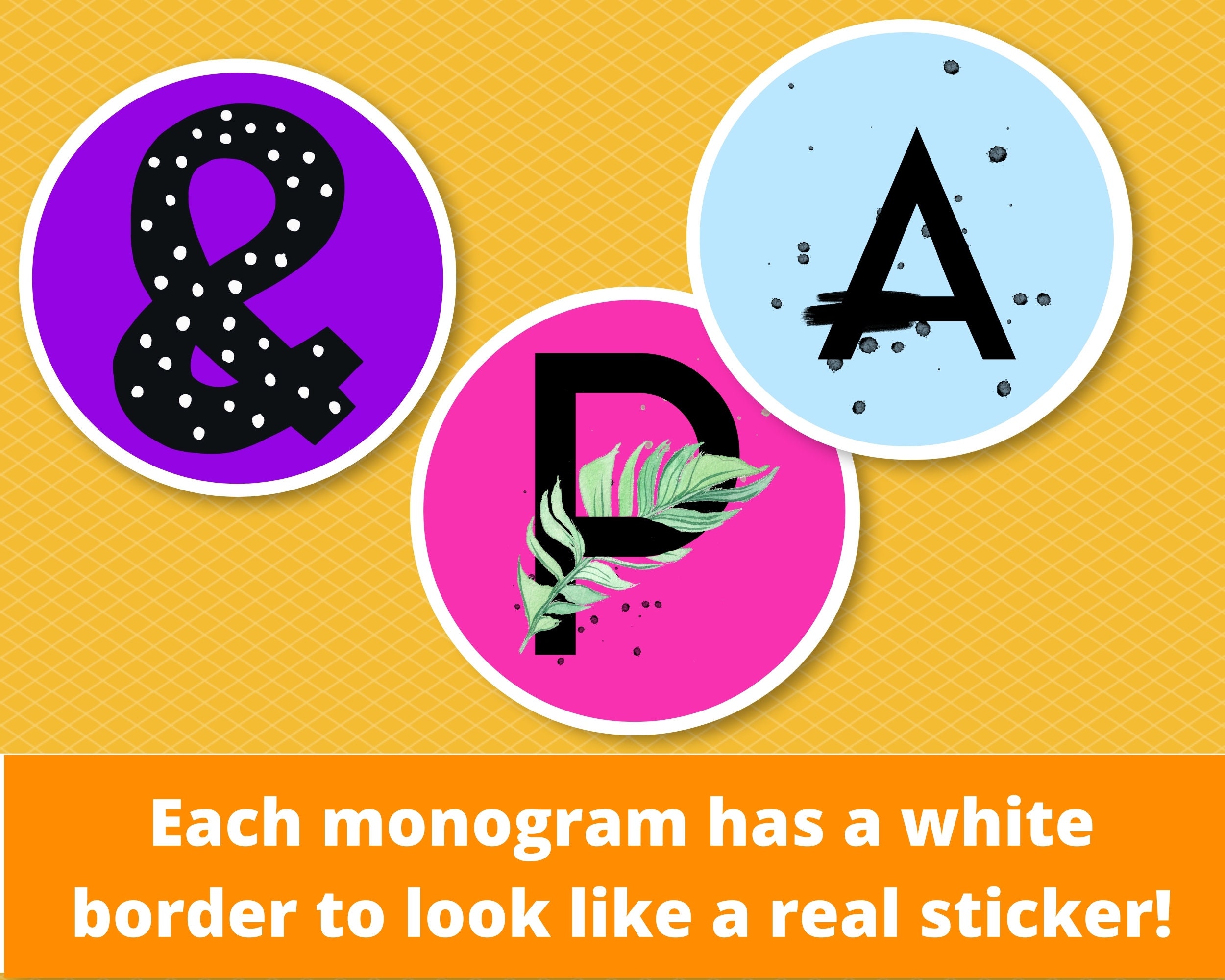 Circular Monogram Alphabet Digital Stickers Printable Letter - Etsy