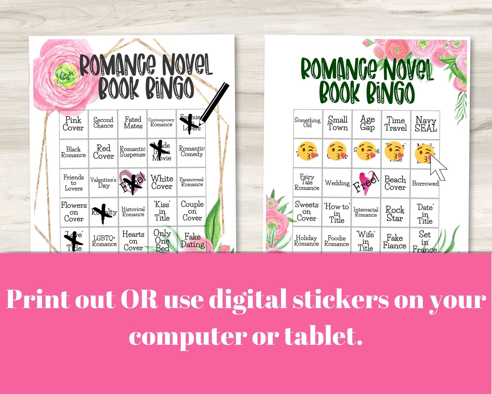 Romance Novel Book Bingo Fun Reading Challenge Game for - Etsy