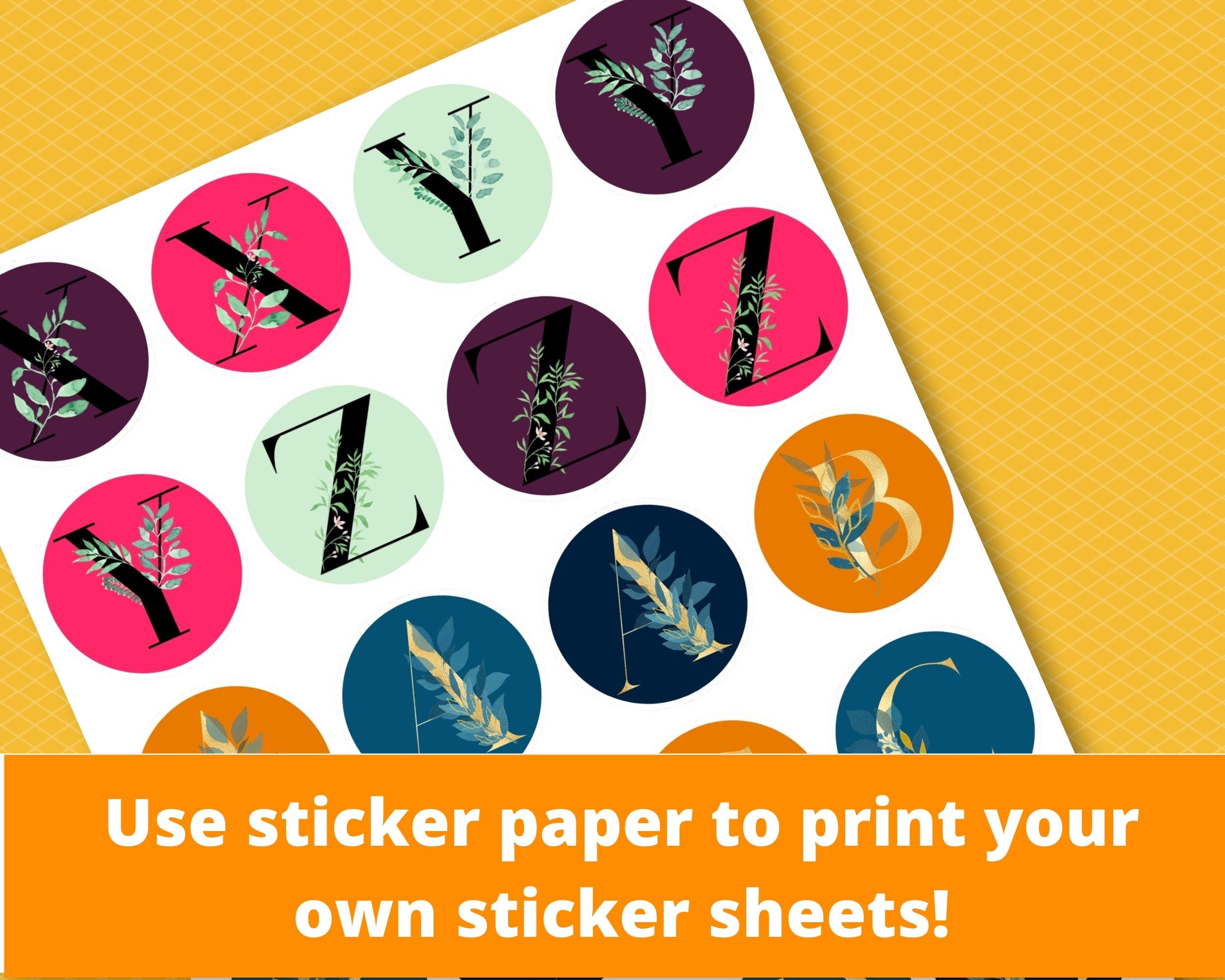 Circular Monogram Alphabet Digital Stickers Printable Letter - Etsy