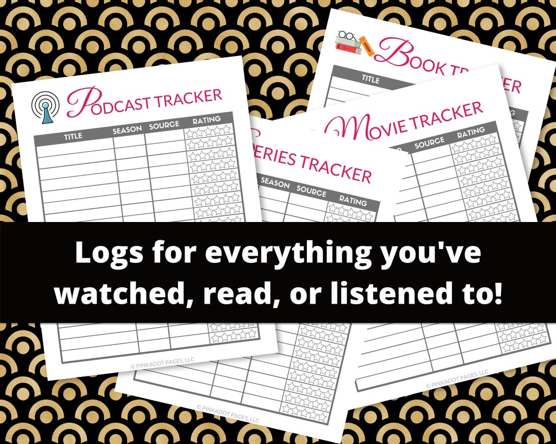 Printable Entertainment Tracker Entertainment Log, Series Tracker ...