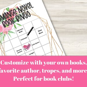 Romance Novel Book Bingo Fun Reading Challenge Game for - Etsy
