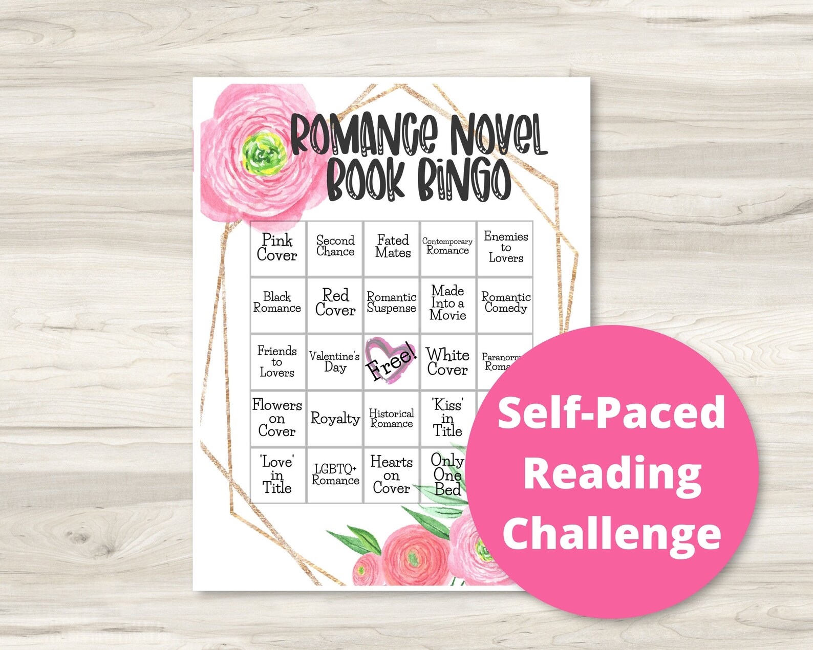 Romance Novel Book Bingo Fun Reading Challenge Game for - Etsy