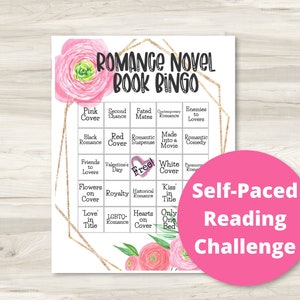 Romance Novel Book Bingo Fun Reading Challenge Game for - Etsy