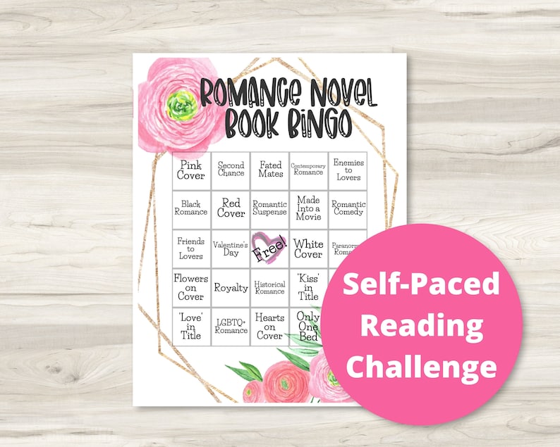 Romance Novel Book Bingo Fun Reading Challenge Game for | Etsy