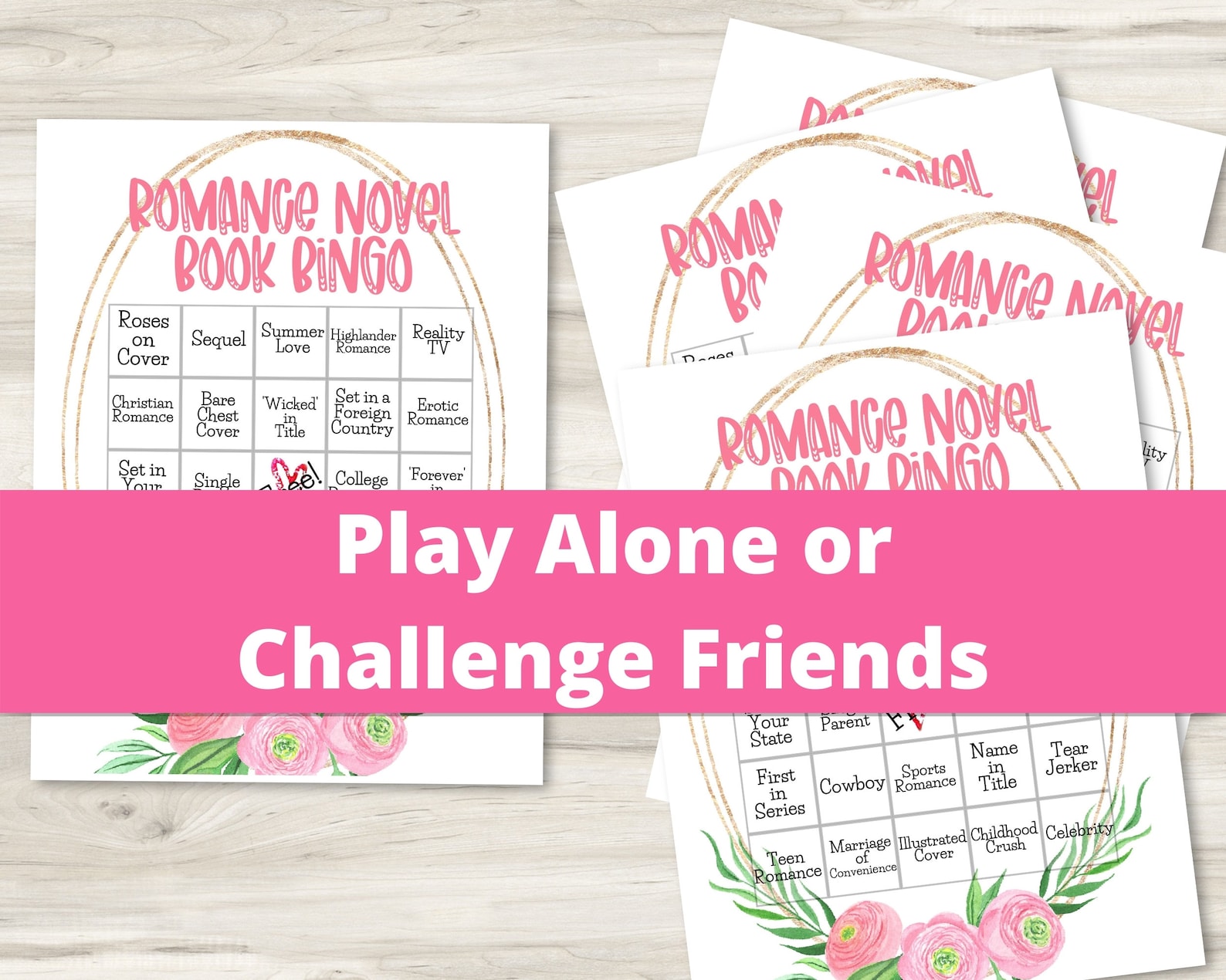 Romance Novel Book Bingo Fun Reading Challenge Game for - Etsy