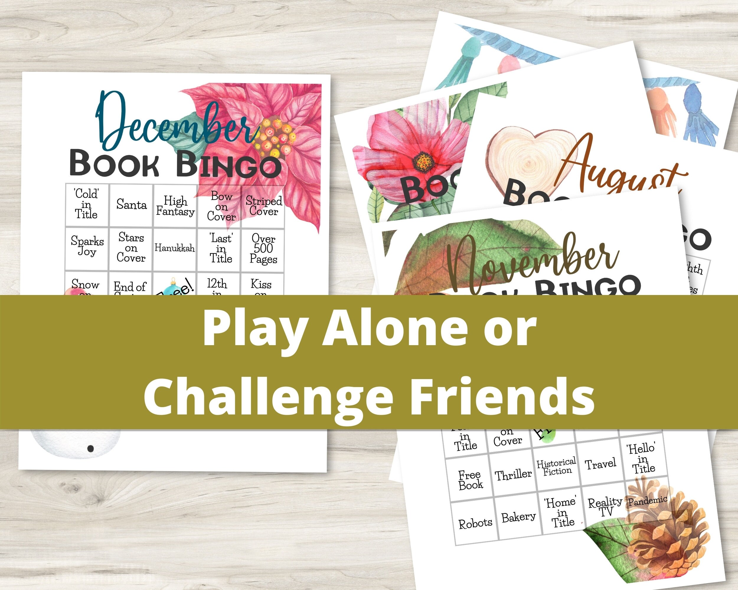 A Year of Book Bingo Monthly Reading Challenge for Book Lovers 12 ...