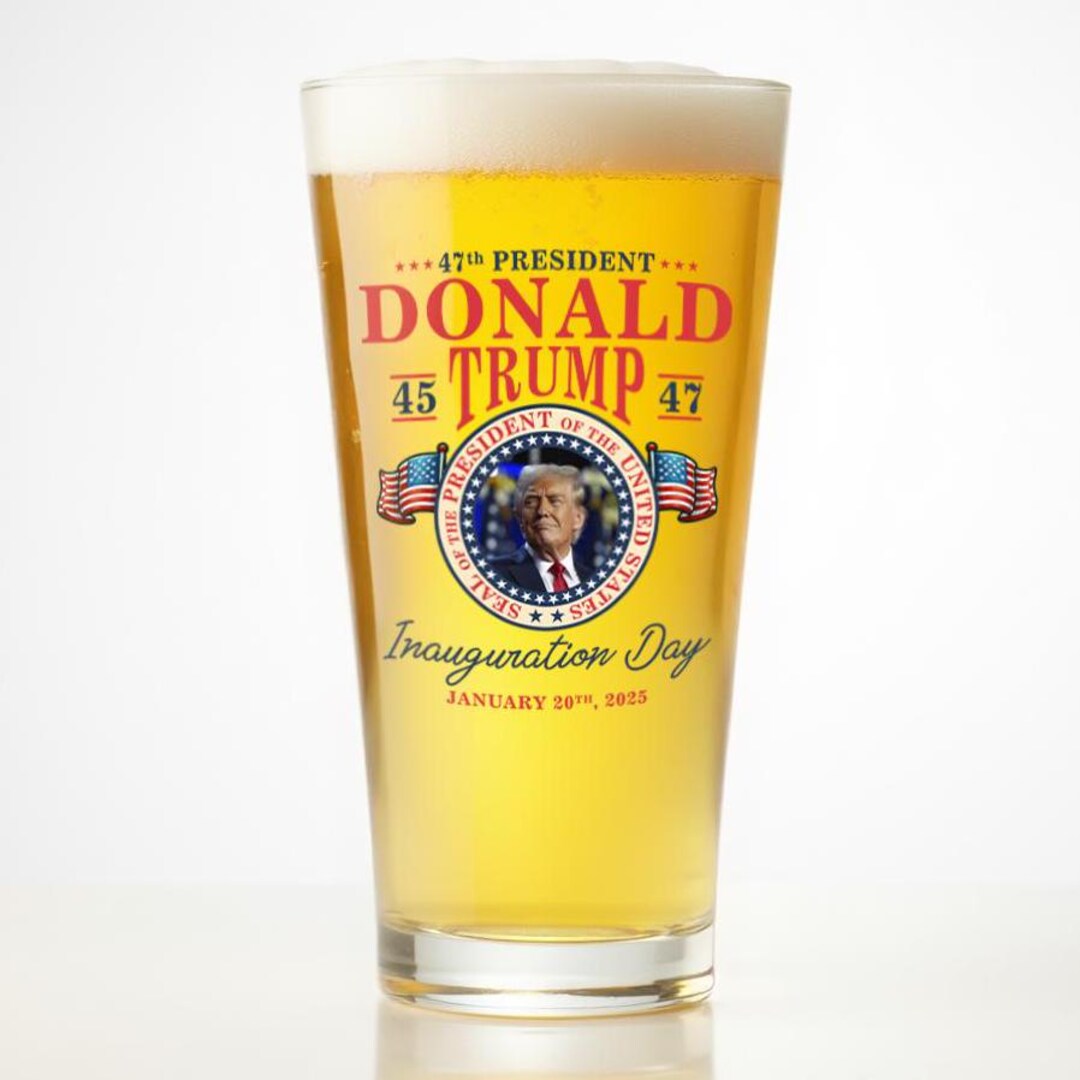 Trump Inauguration Pint Glass - 16OZ Patriotic Inauguration Design Beer ...
