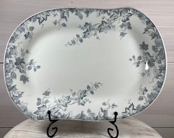Antique Aesthetic Transfer Ware Platter, Blue Gray Hop Pattern, Johnson ...