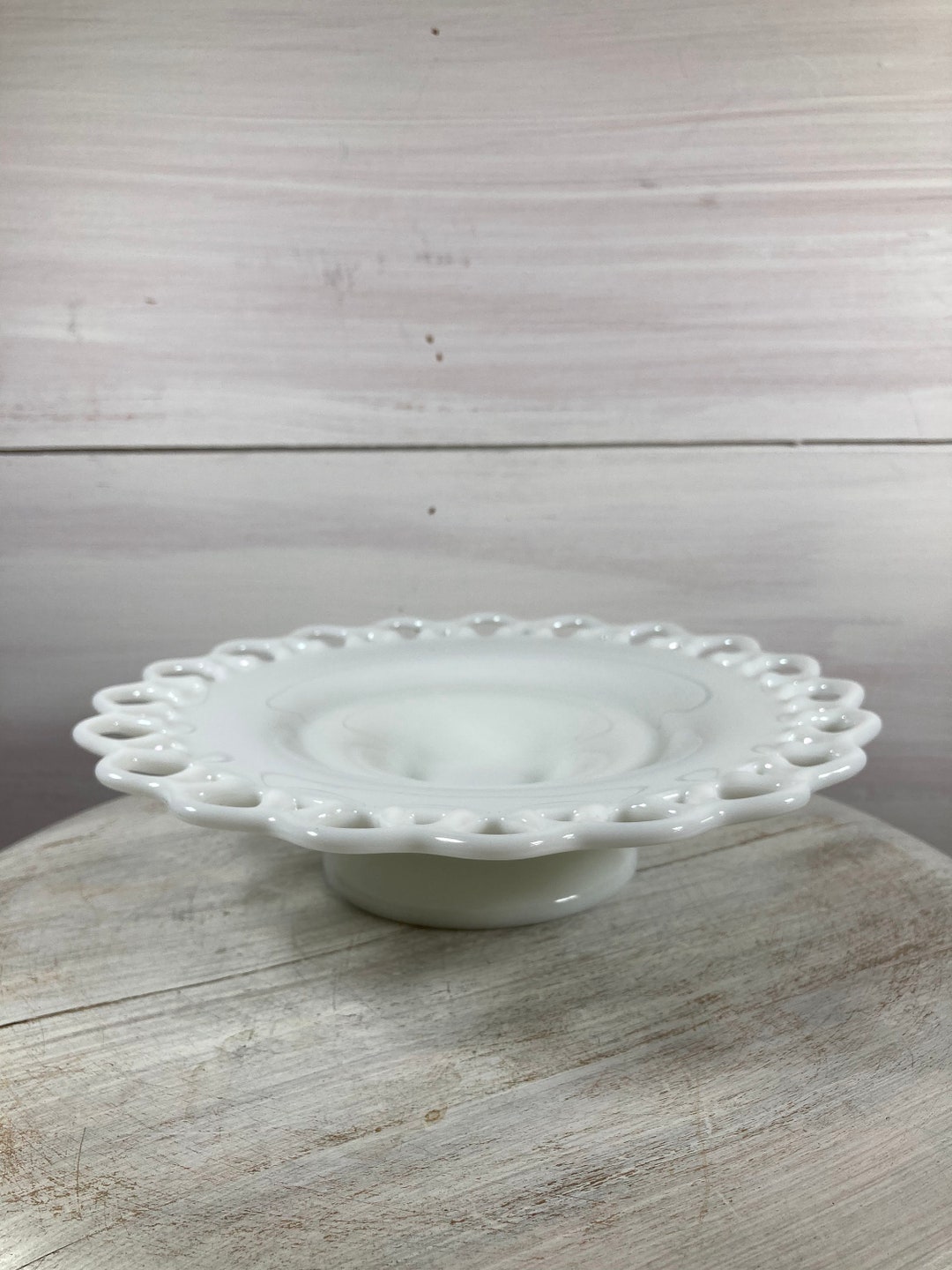 Colonial Lace Milk Glass Dessert Stand - Etsy