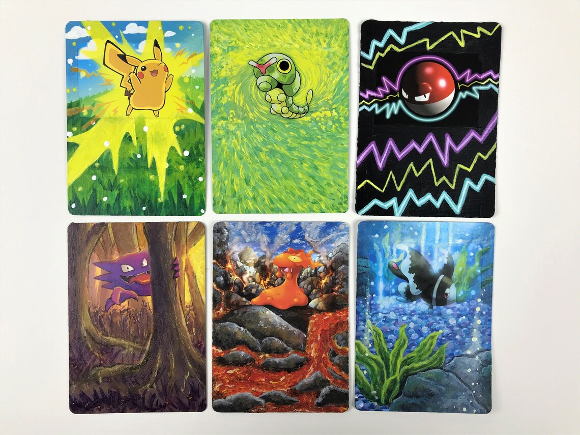 Custom Painted Pokemon Cards - Etsy