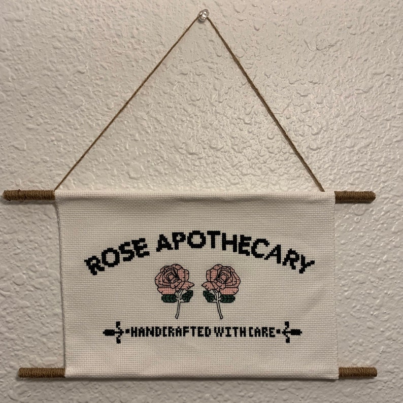 Rose Apothecary Logo Cross Stitch Pattern - Color or Black and White - Etsy