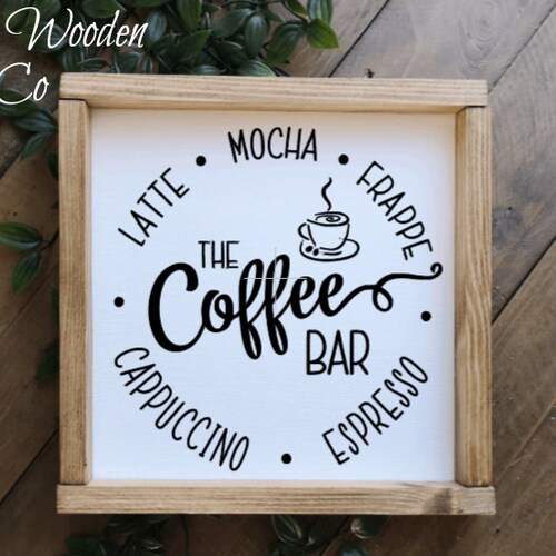 The Coffee Bar Round Vintage Sign / Kitchen Wooden Logo / - Etsy UK