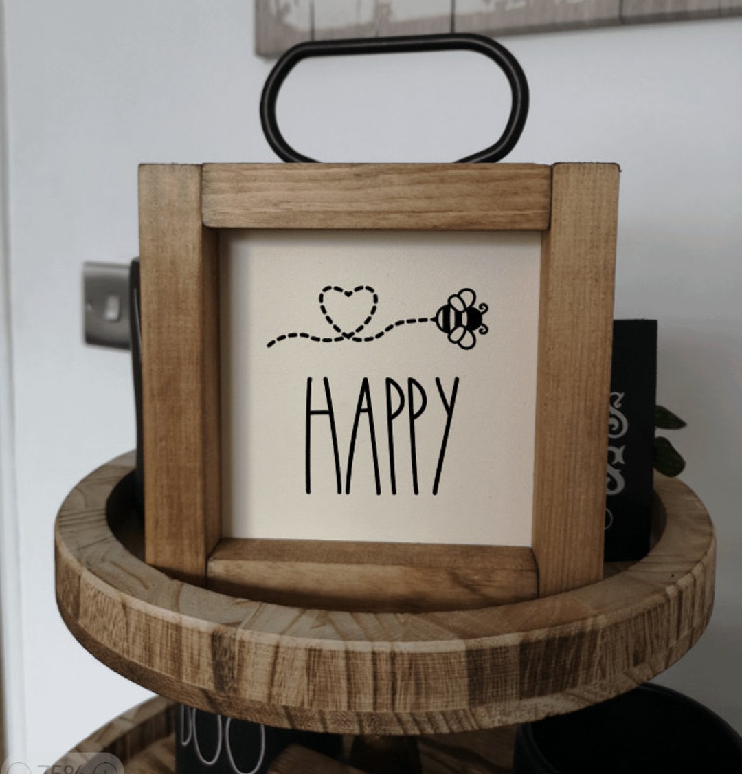 Be Happy Sign, Mini 15cm Square Sign, Kitchen Sign, Rustic, Farmhouse ...