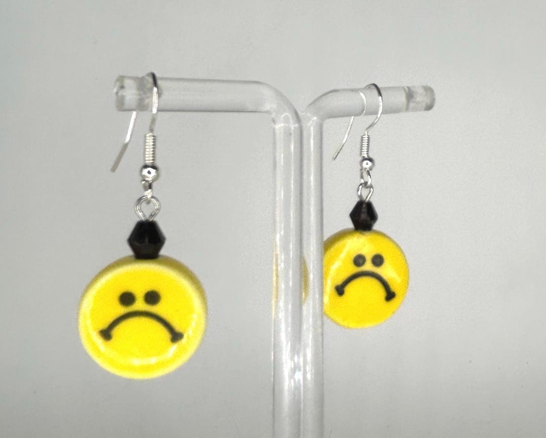 Sad Smiley Face Emo Nite Earrings - Etsy