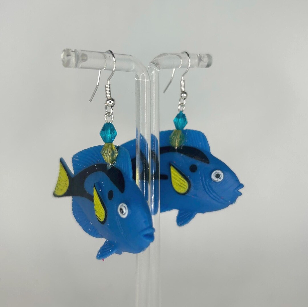 Cute Disney Inspired Finding Nemo Dory Blue Tang Fish Earrings - Etsy