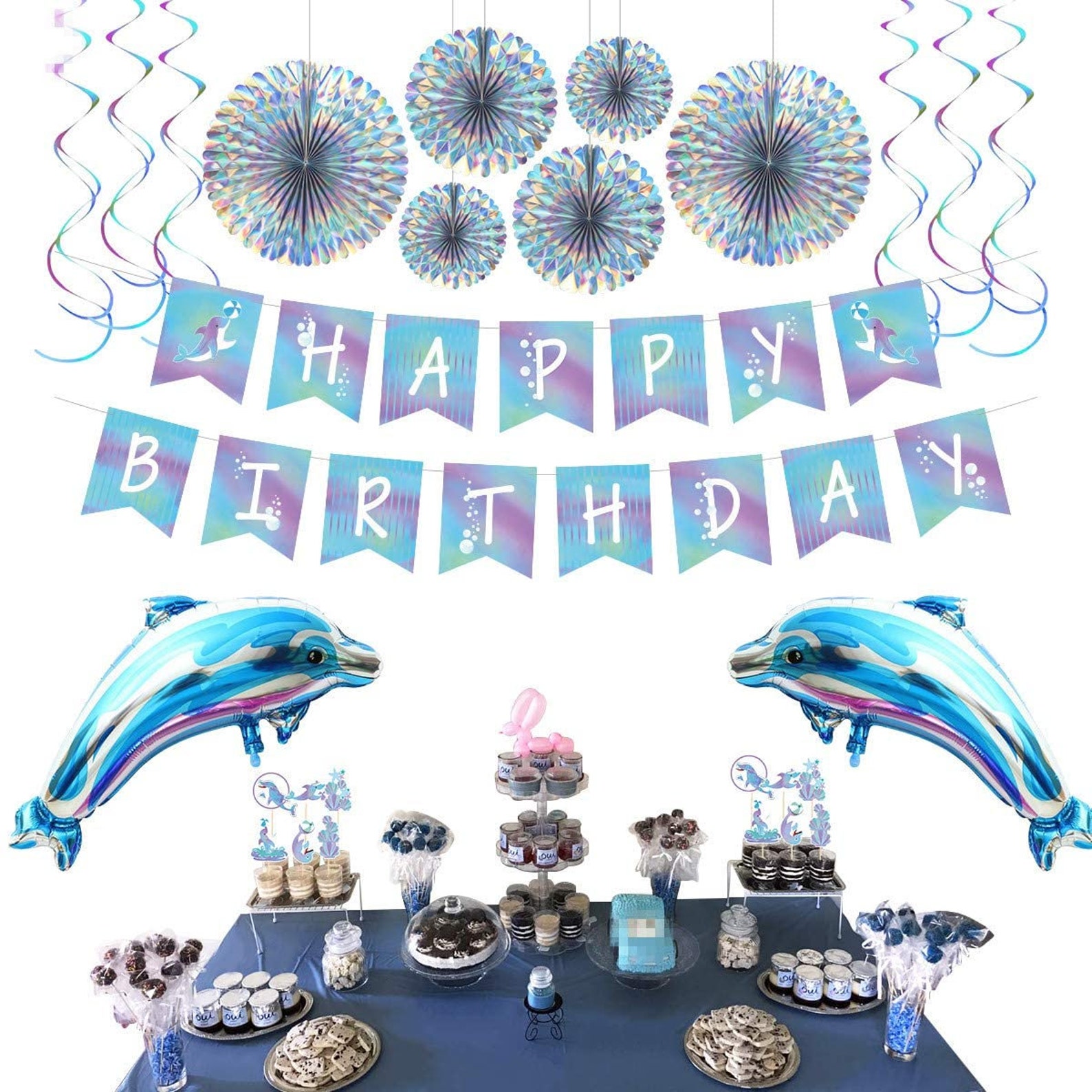 Birthday Party Decoration Dolphin Party Supplies Blue Themed | Etsy