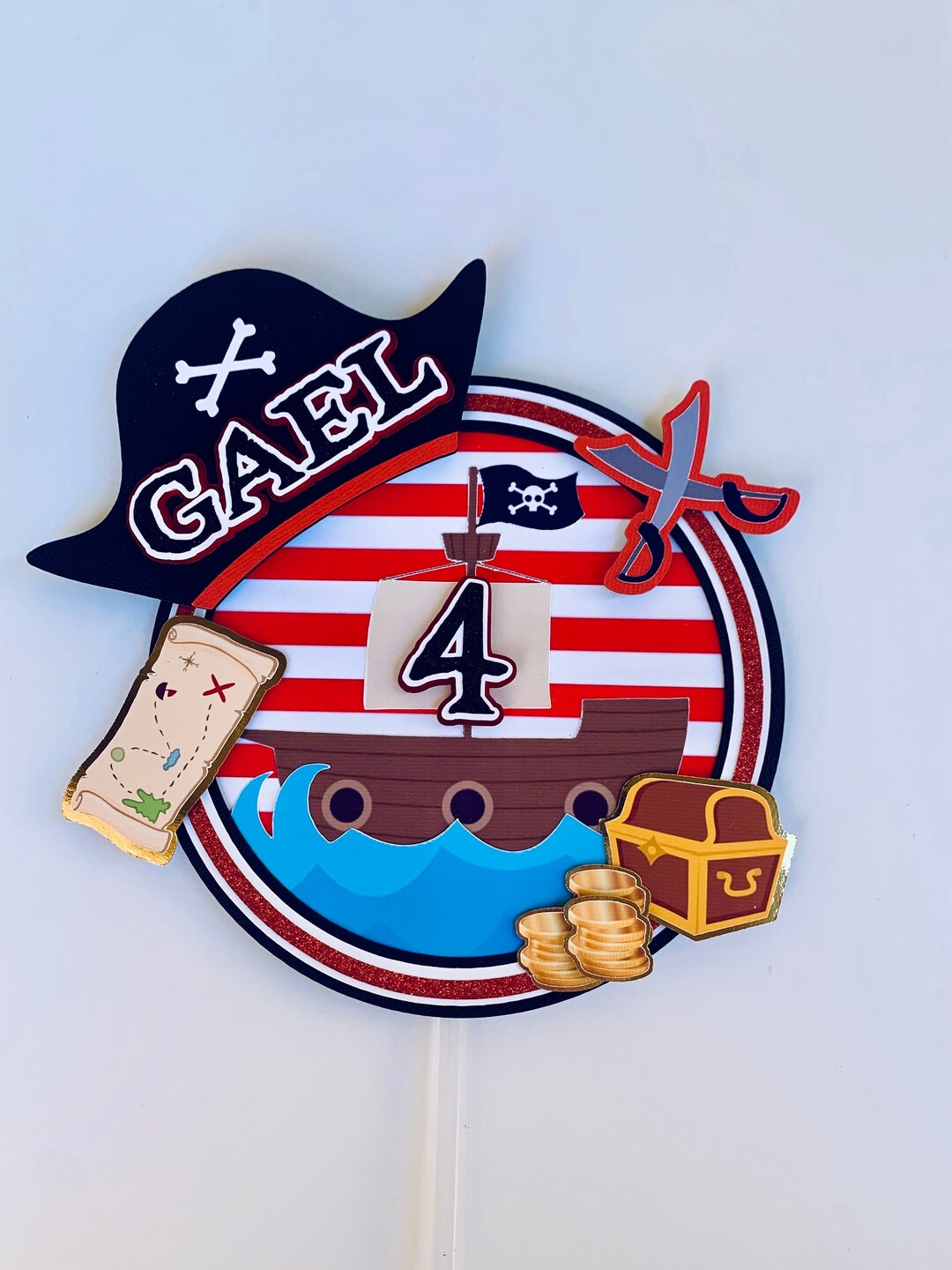 Personalized Pirate Birthday Cake Topper - Etsy