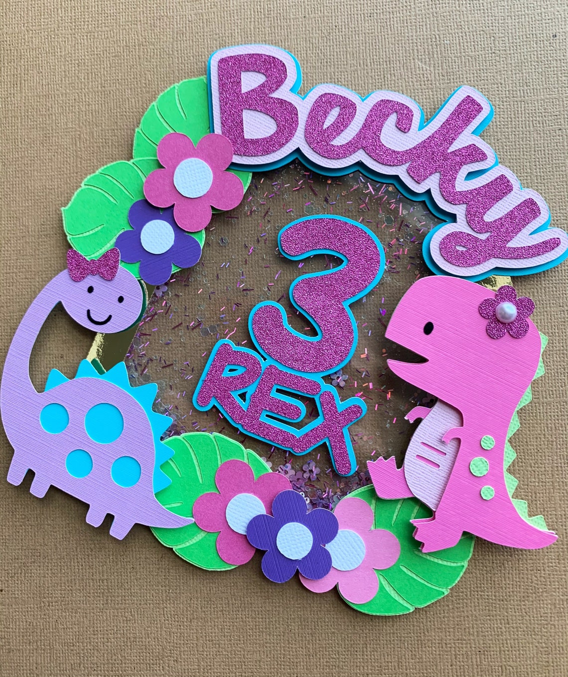 Girl Dinosaur Cake Topper Girly Dinosaur Theme Party - Etsy