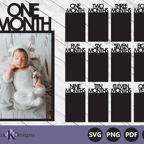 Baby First Birthday Monthly Photo Banner Svg DIY Banner Svg - Etsy