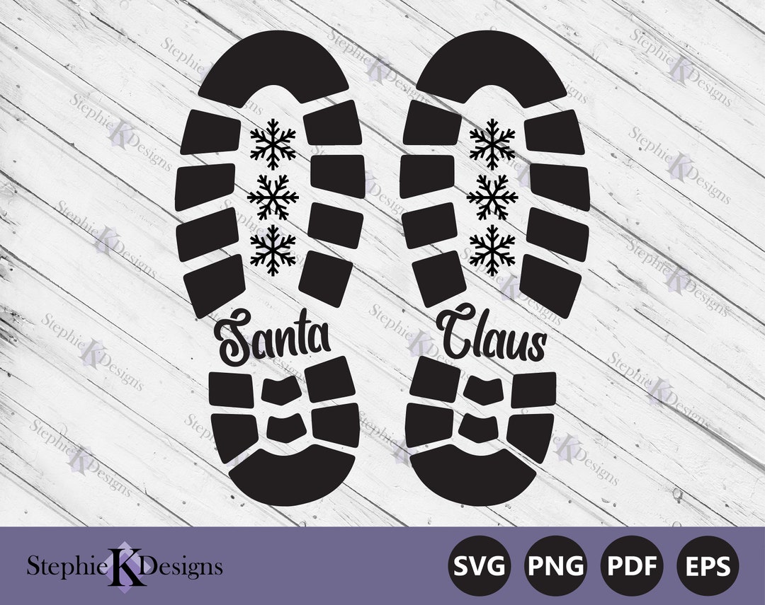 Santa Claus Footprint Stencil Svg - Santa Shoe Print - Boot Stencil Svg ...